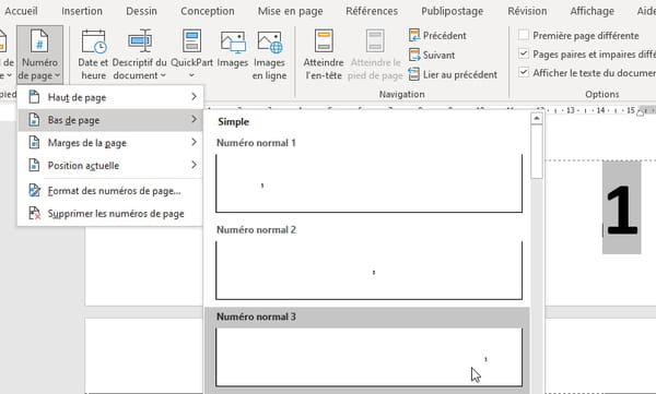 Numéroter des pages avec Word