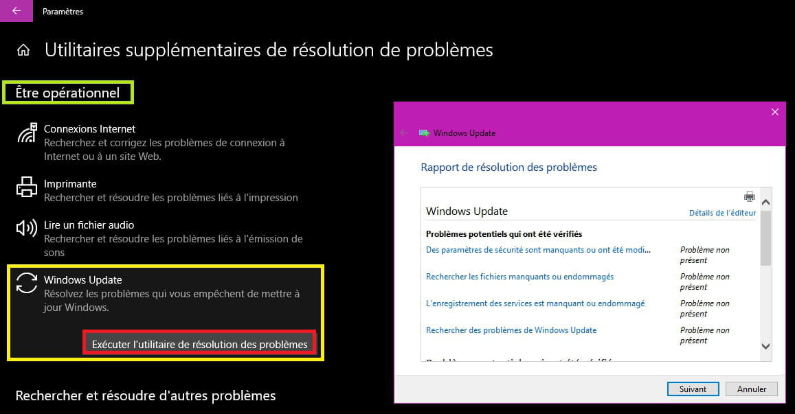 Problème Windows Update :" Votre appareil ne dispose pas des correctifs ...