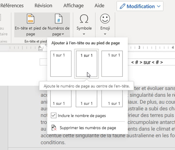 Numéroter des pages avec Word