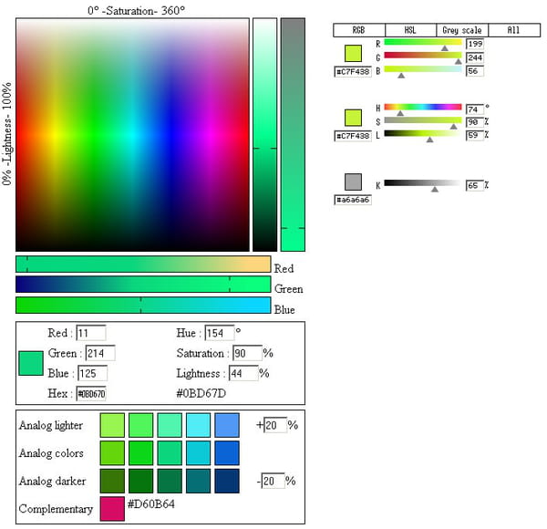 Javascript : Librairie de gestion des couleurs pour css : colorparser ...
