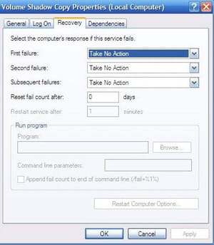 How to disable volume shadow copy?
