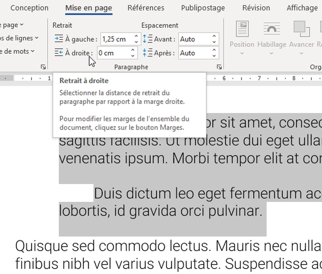 Paragraphe Word : retrait, espacement, interligne…