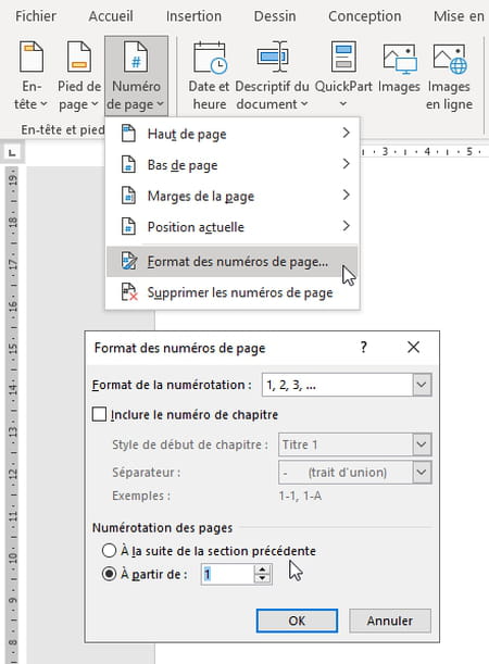 Numéroter des pages avec Word