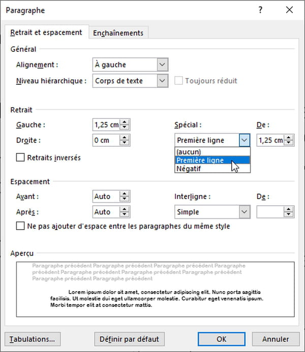 Paragraphe Word : retrait, espacement, interligne…